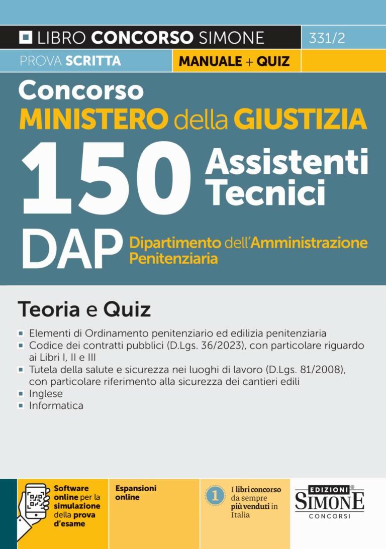 Concorso Assistenti Tecnici DAP: 150 posti al Ministero della Giustizia - Edizioni Simone
