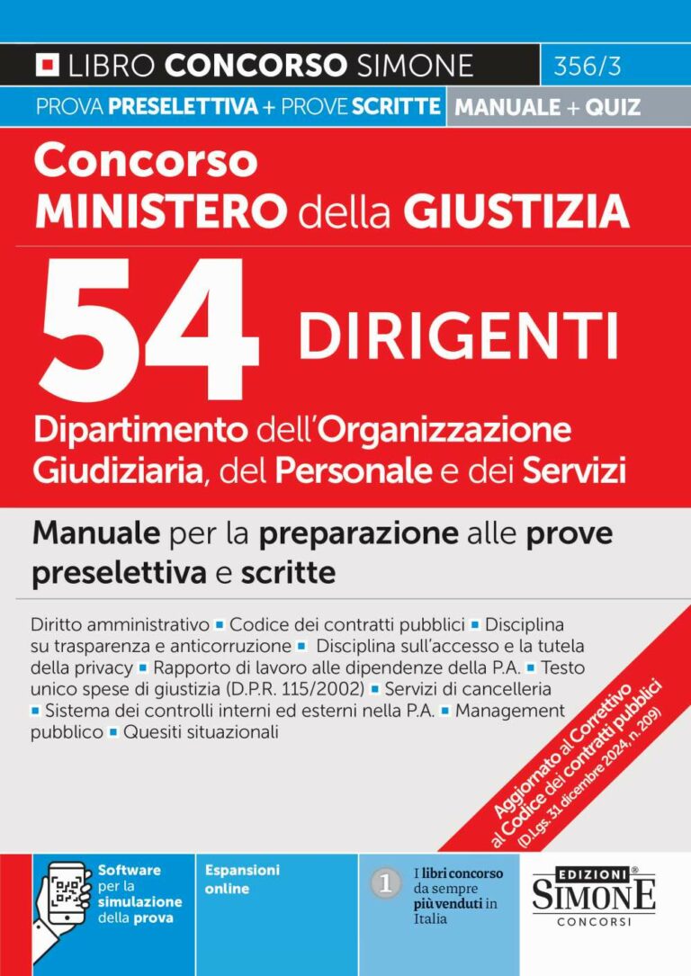 Manuale Concorso Ministero della Giustizia: 54 Dirigenti - Edizioni Simone