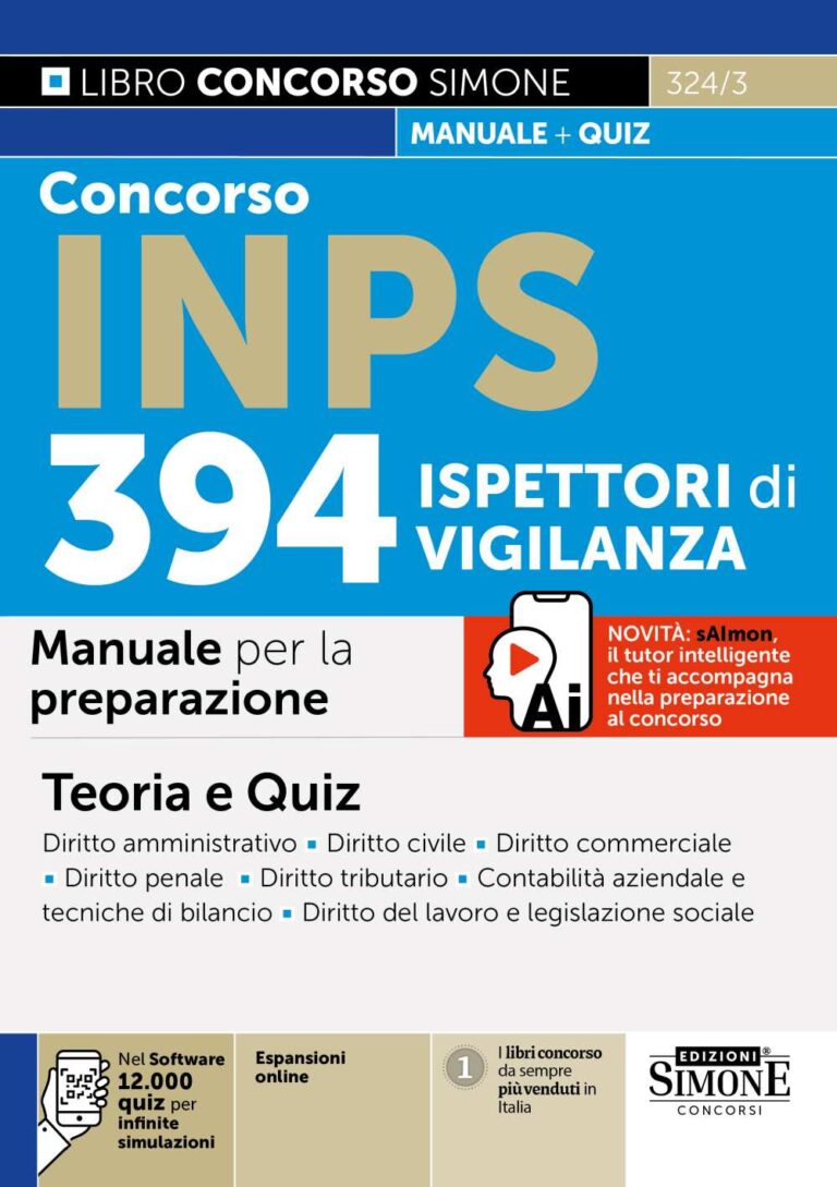 Manuale Concorso INPS - 394 Ispettori di Vigilanza 2025 - Edizioni Simone