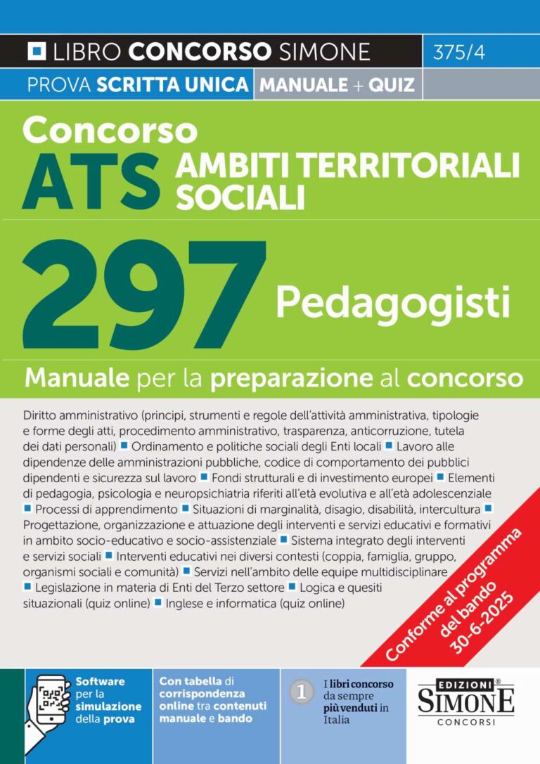 Manuale Concorso ATS - Ambiti territoriali sociali - 297 Pedagogisti - Edizioni Simone