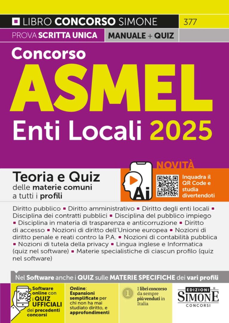 Manuale Concorso ASMEL 2025 per Enti Locali - Edizioni Simone