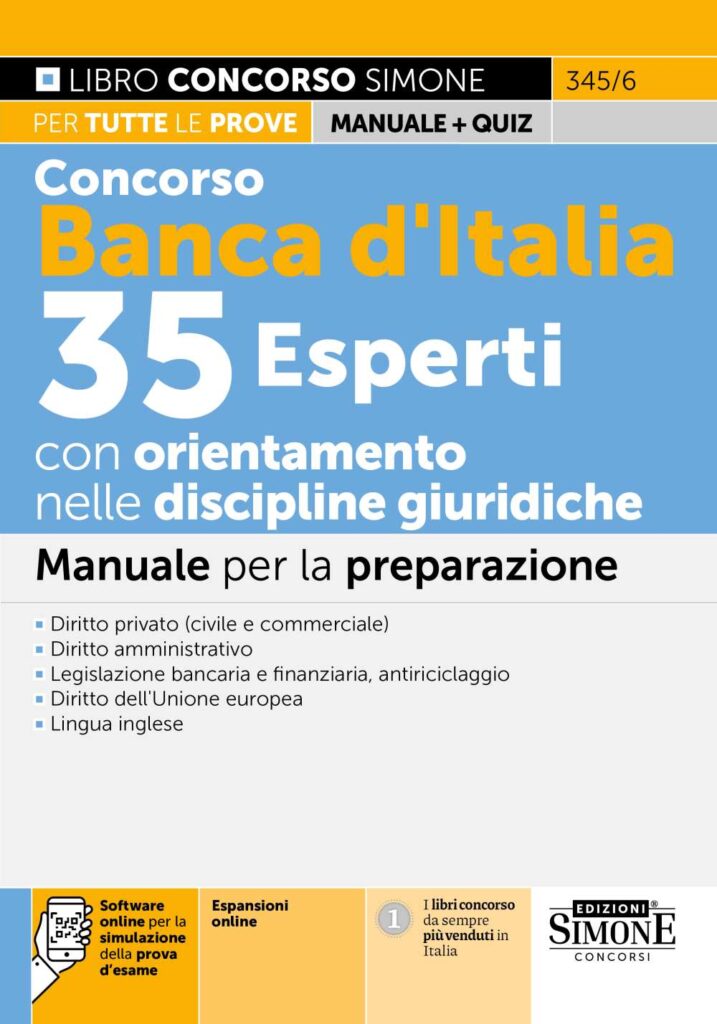 Manuale Concorso Banca d'Italia 35 Esperti giuristi (Lettera A)- Edizioni Simone